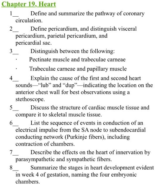 Chapter 19, Heart 1 Define and summarize the pathway of coronary ...