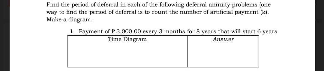 Find the period of deferral in each of the following deferral annuity ...