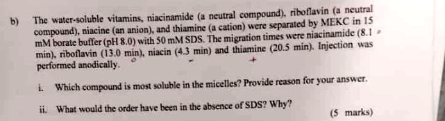 SOLVED: The water-soluble vitamins niacinamide (# neutral compound4 ...