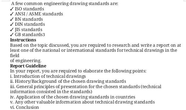 SOLVED: (ISO standards) report guideline: Engineering drawing I, ii ...