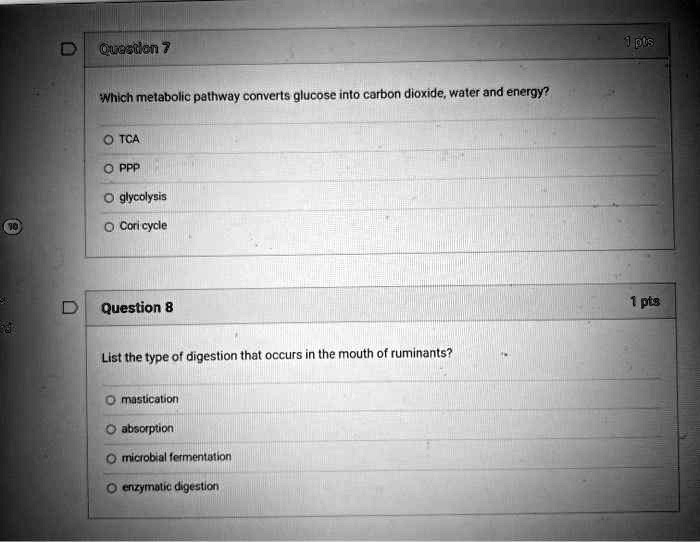 SOLVED: Texts: help please Question 7 1 pt Which metabolic pathway ...