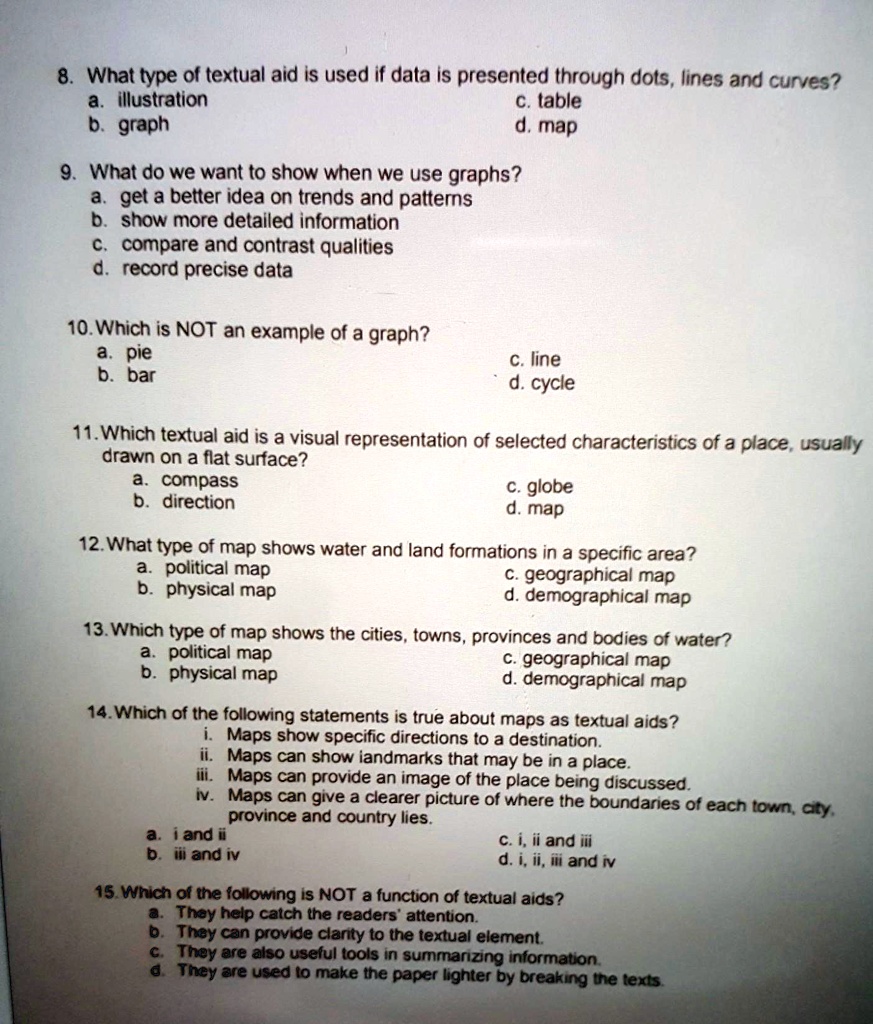 please help me answeer this ty 8 what type of textual aid is used if ...
