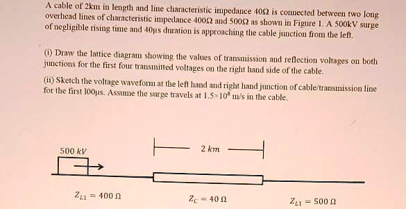 SOLVED: A cable of 2 km in length and line characteristic impedance 40 ...