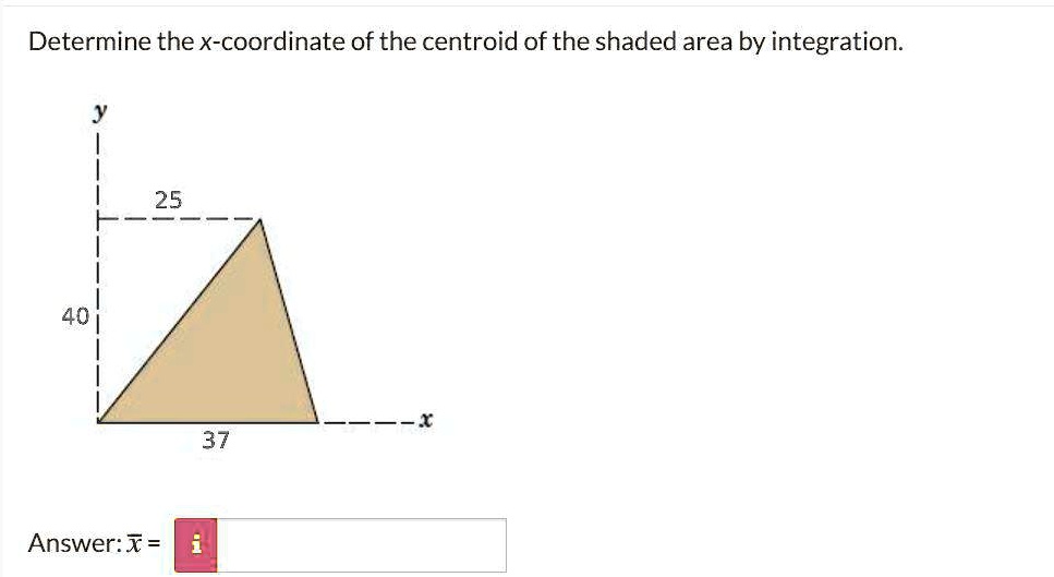 SOLVED: Determine the x-coordinate of the centroid of the shaded area ...