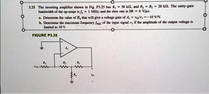 SOLVED: Texts: 3.25 The inverting amplifier shown in Fig. P3.25 has R1 ...