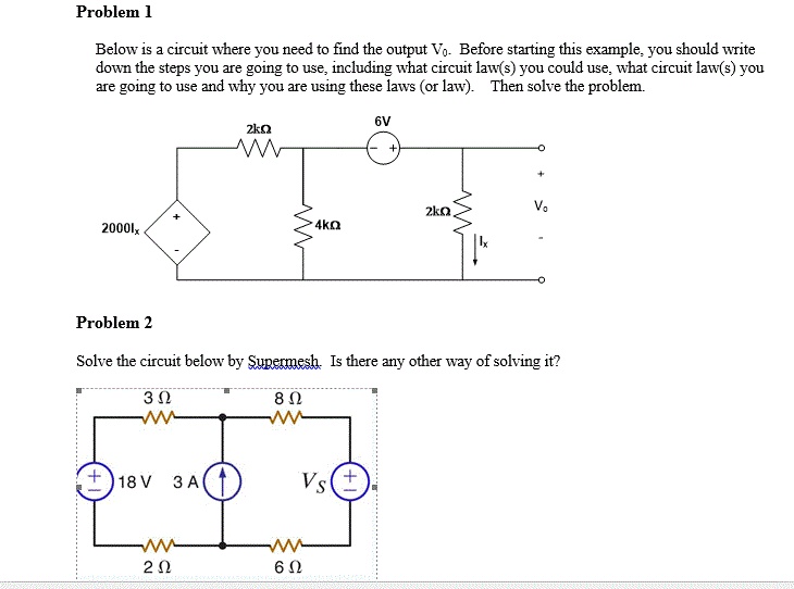 SOLVED: Use mesh analysis to obtain answers for various resistive ... SOLVED: Use mesh analysis to obtain answers for various resistive ...
