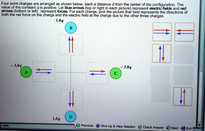SOLVED: Four point charges are arranged as shown below each distance d ...