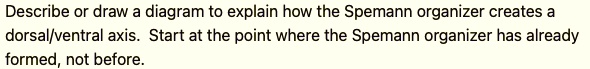 SOLVED: Describe or draw a diagram to explain how the Spemann organizer ...