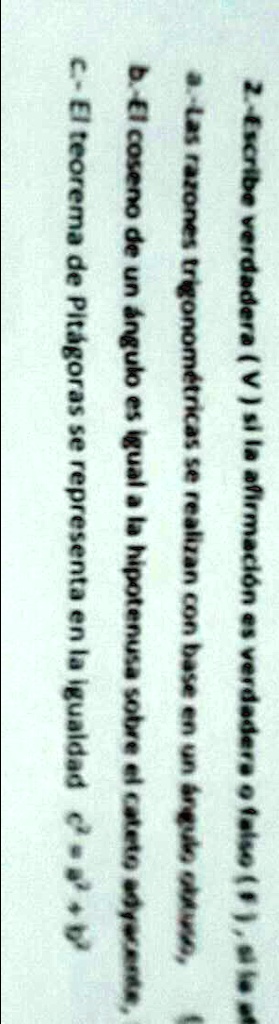 SOLVED: 2.-Escribe verdadera (V) si la afirmación es verdadera o falso ...