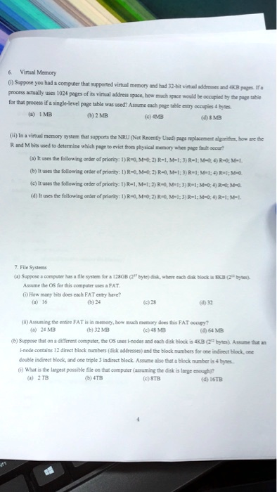 Operation System 6. Virtual Memory Suppose you had a computer that ...