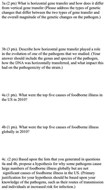 SOLVED: 3a (2 pts) What is horizontal gene transfer and how does it ...