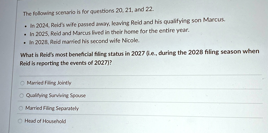the following scenario is for questions 20 21 and 22 in 2024 reids wife ...