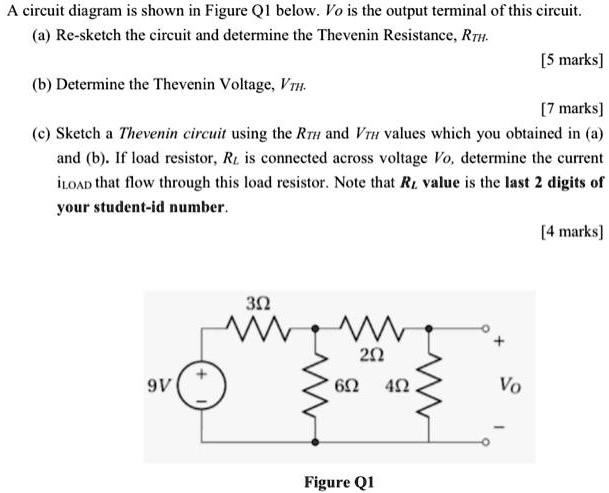 SOLVED: A circuit diagram is shown in Figure Q1 below. Vo is the output terminal of this circuit ...