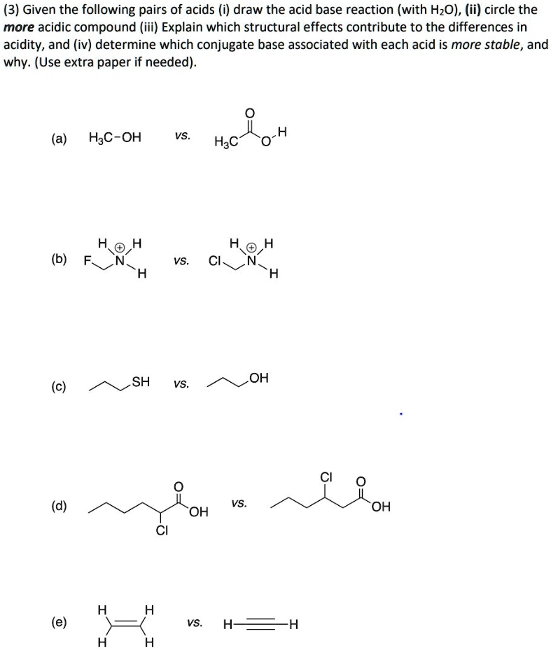 3 given the following pairs of acids i draw the acid base...