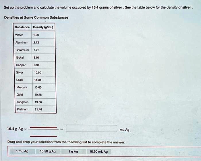 SOLVED: Set up the problem and calculate the volume occupied by 16.4 ...
