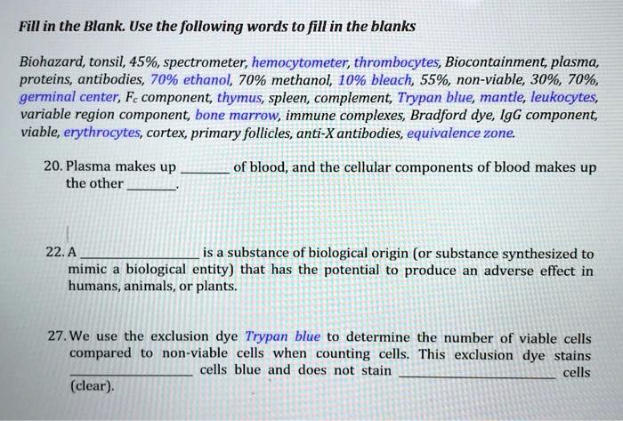 SOLVED: Fill in the Blank Use the E following words to fill in the ...