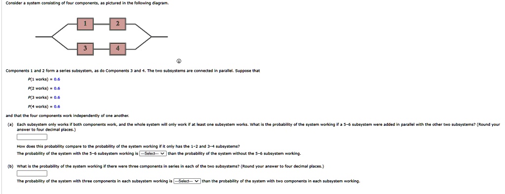 SOLVED: Consider a system consisting of four components, as pictured in the following diagram ...