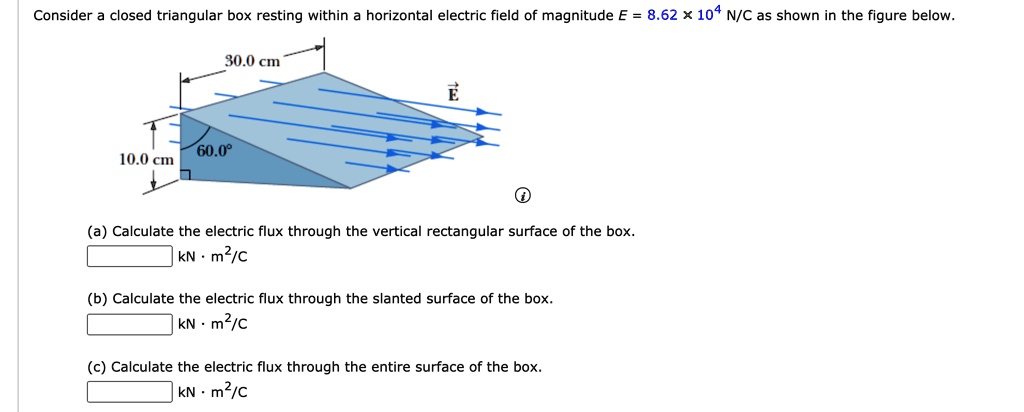 SOLVED:Consider closed triangular box resting within horizontal ectric field of magnitude E = 8. ...