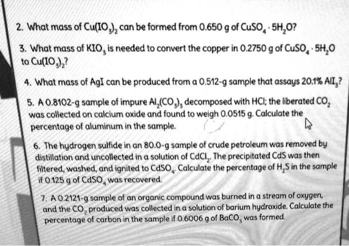 2 what mass of cuio can be formed from 0650 1gof cuso5h0 3 what mass of ...
