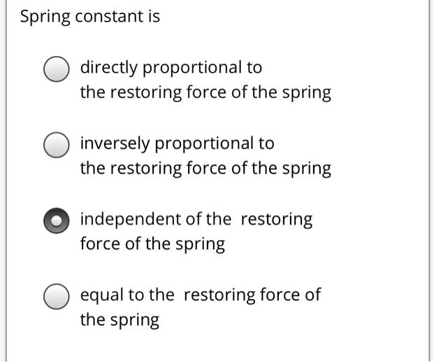 spring constant is directly proportional to the restoring force of the ...