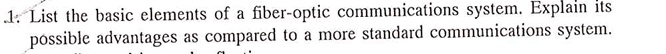 SOLVED: List the basic elements of a fiber-optic communications system ...