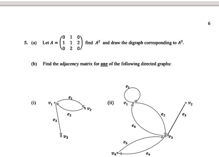 SOLVED: '(a) Let A = find A? and draw the digraph corresponding to A ...