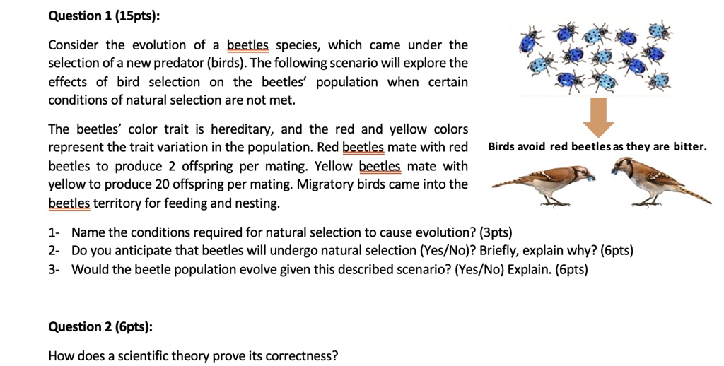 SOLVED: Question 1 (15pts): Consider the evolution of a beetles species ...