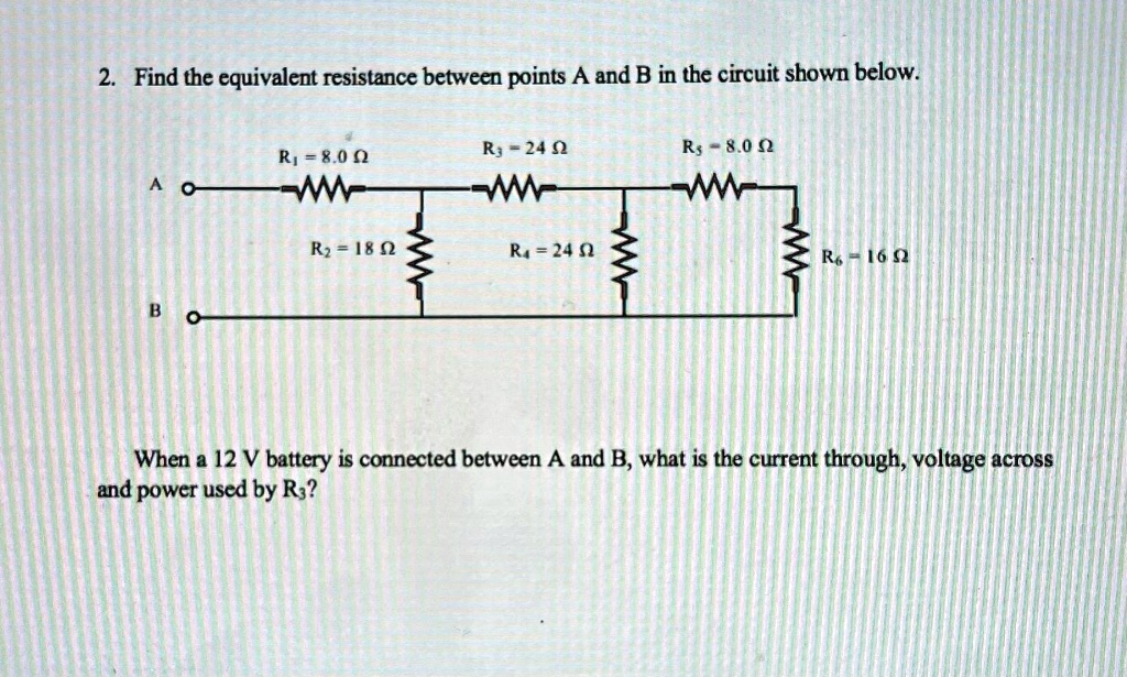 find the equivalent resistance between points a and b in the circuit shown below r 24n r 80 rj ...