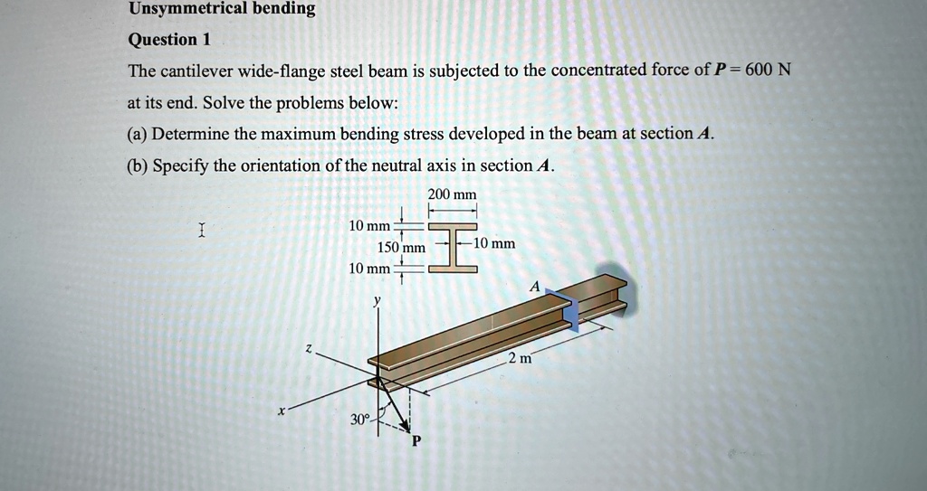 unsymmetrical bending question 1 the cantilever wide flange steel beam ... unsymmetrical bending question 1 the cantilever wide flange steel beam ...