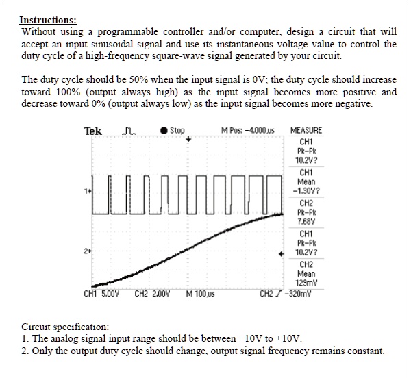 Instructions: Without using a programmable controller and/or computer ...