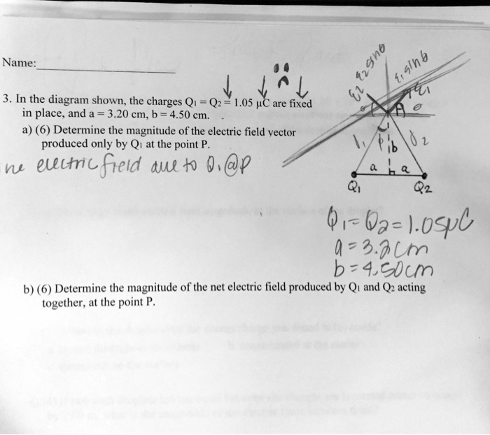 SOLVED: Name 8 ,slhnb 71 In the diagram shown; the charges Q1 = Qz = [.05 AC are fixed place ...