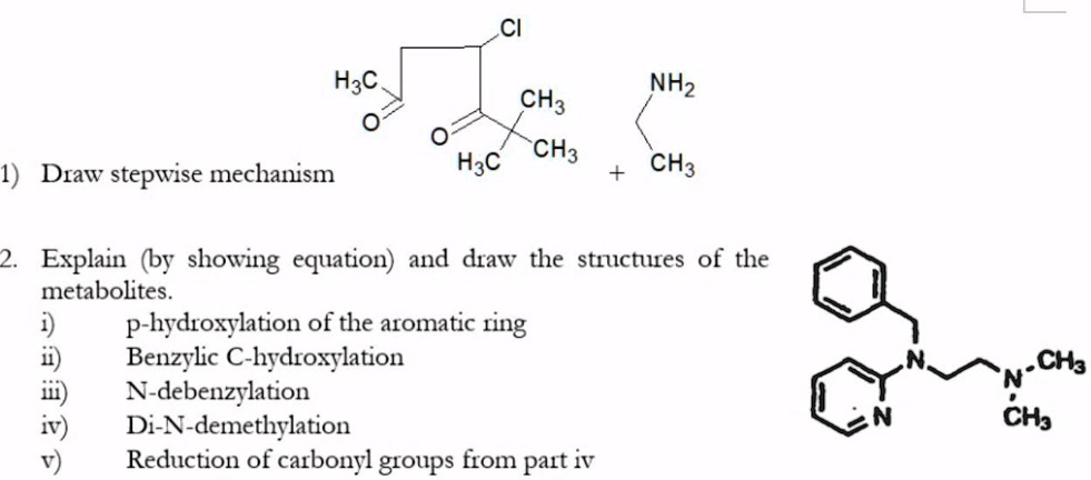 CI H3C NH2 CH3 CH3 H3C + CH3 1) Draw stepwise mechanism 2. Explain (by ...