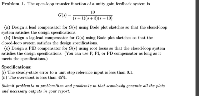 Solved Problem 1 The Open Loop Transfer Function Of A Unity Gain
