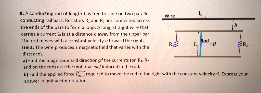 SOLVED: conducting rod of length L is free to slide on two parallel ...