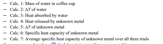 SOLVED: how to calculate 3 and 4 if you have m and delta t ? Calc ...