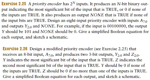 Solved Exercise 225 A Priority Encoder A Priority Encoder Has 2n Inputs It Produces An N Bit