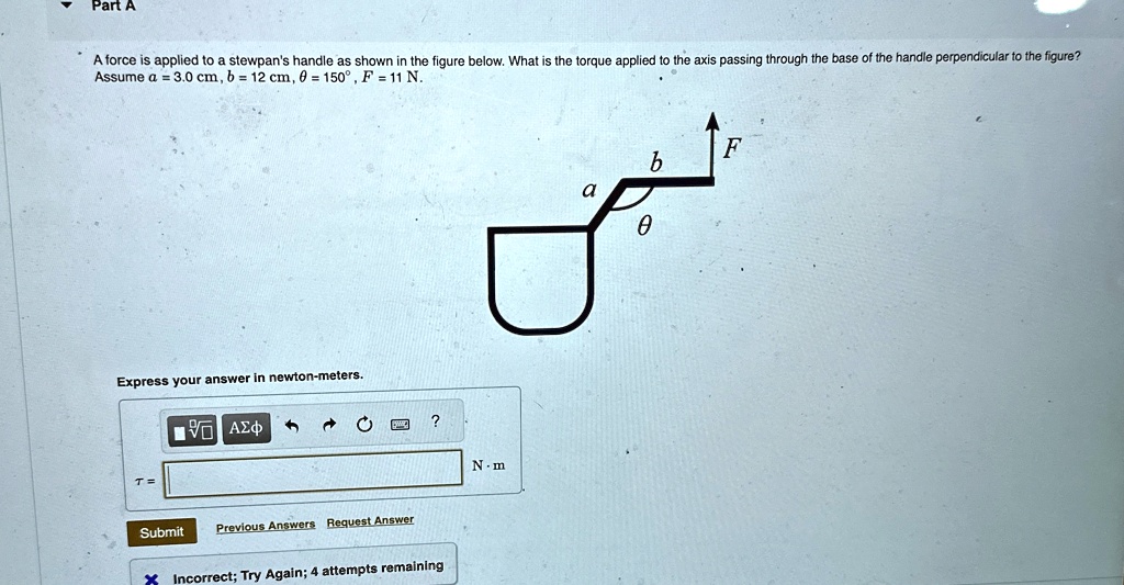 Part a a force is applied to a stewpans handle as shown in...