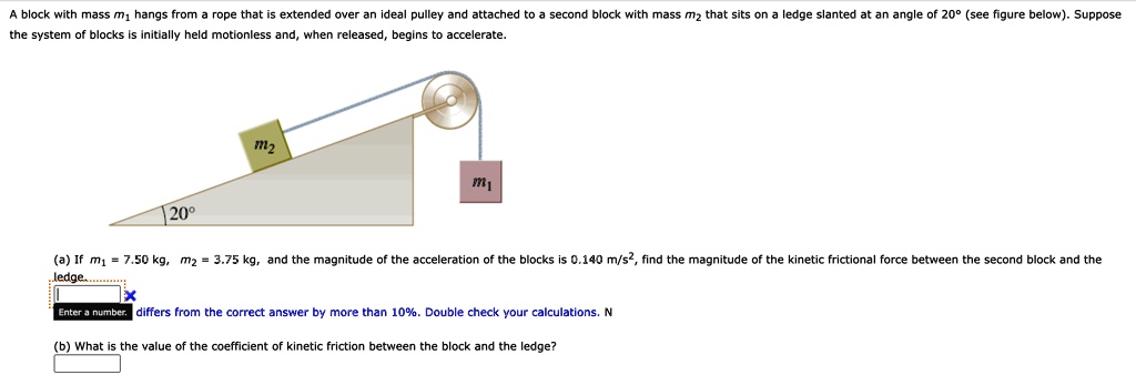 SOLVED: A block with mass m hangs from a rope that is extended over an ...
