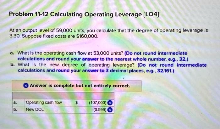 SOLVED: Problem 11-12 Calculating Operating Leverage [LO4] At an output ...