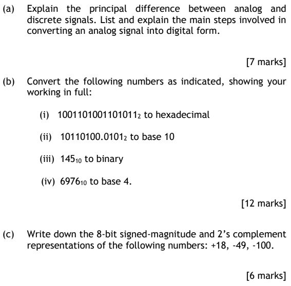 SOLVED: (a) Explain the principal difference between analog and ...