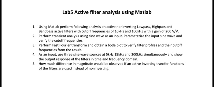 Solved Lab 5 Active Filter Analysis Using Matlab 1 Using Matlab Perform The Following