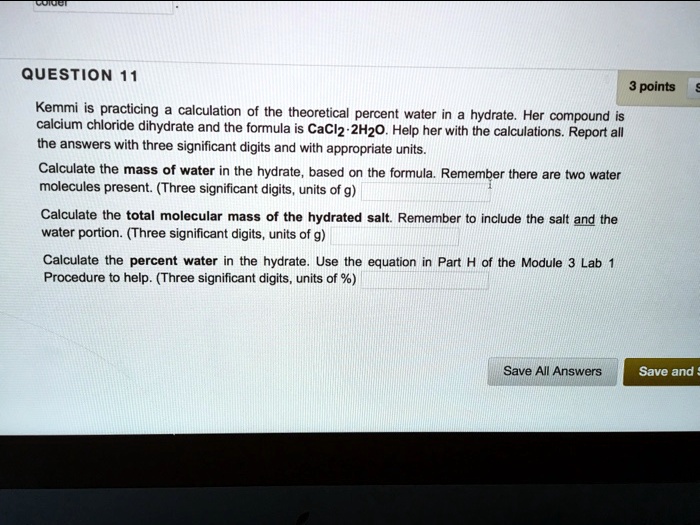 QUESTION 11 Kemmi is practicing a calculation of the theoretical ...