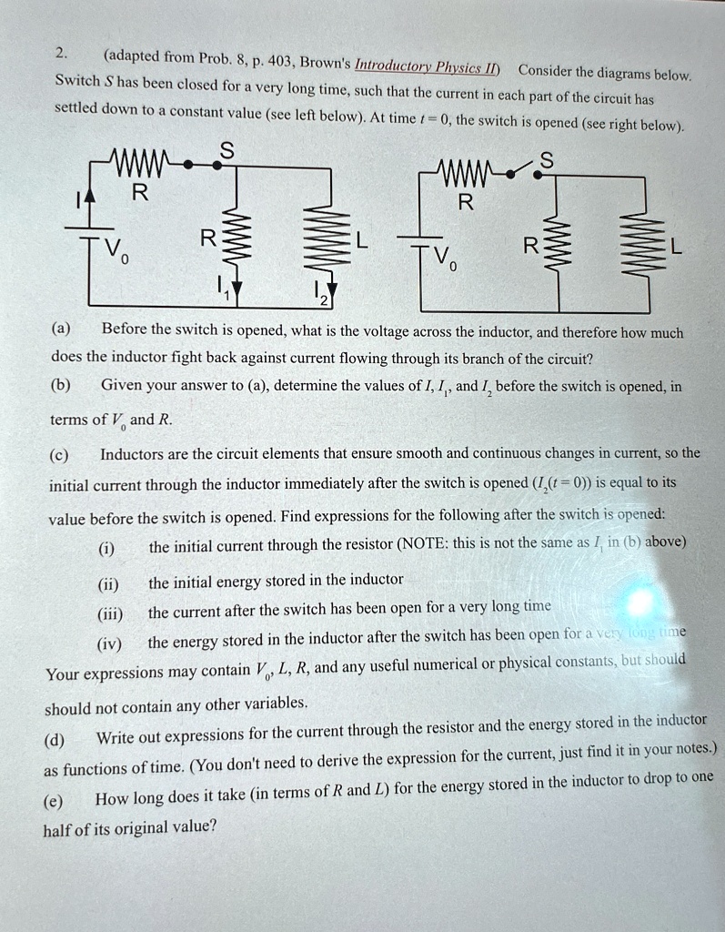 2 adapted from prob 8 p 403 browns introductory physics ii consider the diagrams below switch s ...