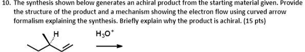 SOLVED: The synthesis shown below generates an achiral product from the ...