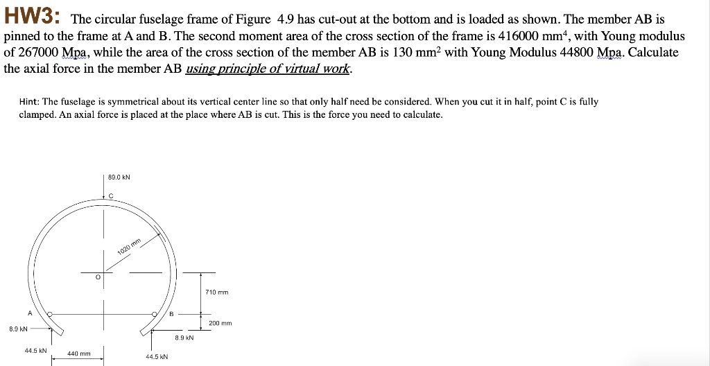 hw3 the circular fuselage frame of figure 49 has cut out at the bottom ...