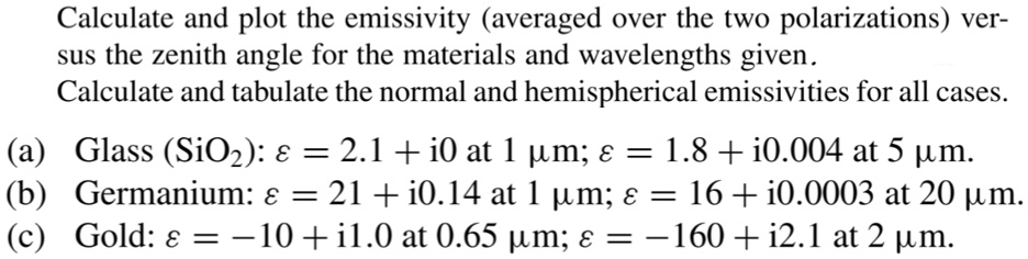 Calculate and plot the emissivity (averaged over the two polarizations ...