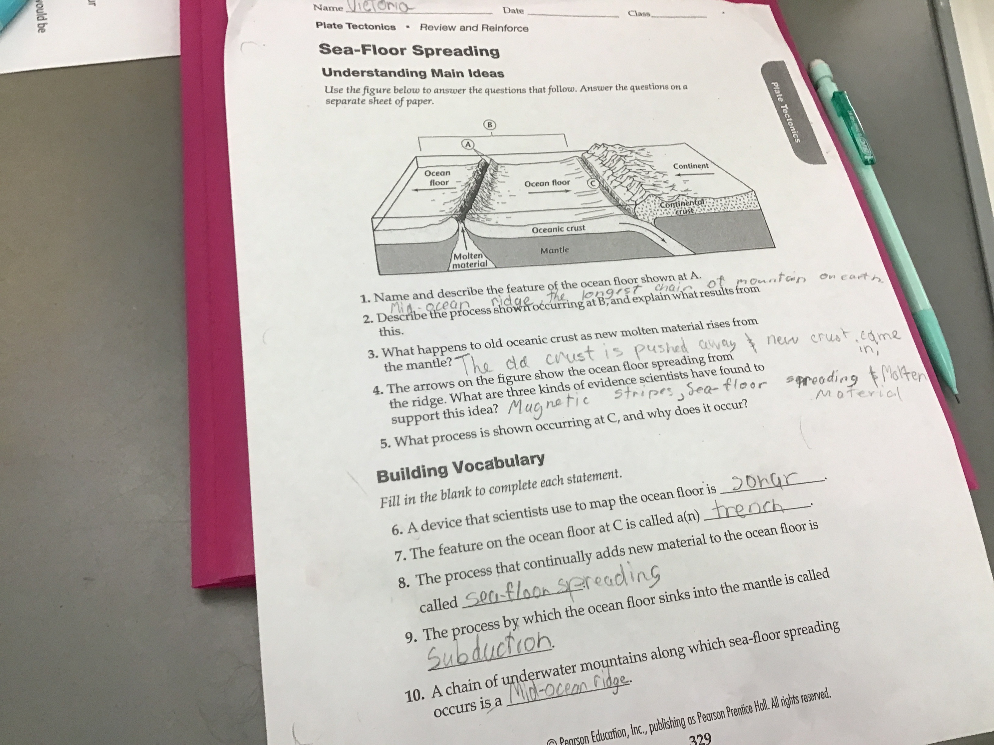 SOLVED: Name Date Class Plate Tectonics * Review and Reinforce Sea ...