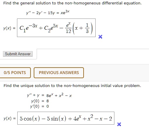 SOLVED: Find the general solution to the non-homogeneous differential ...