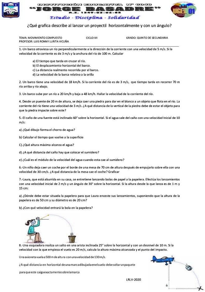 SOLVED: Tarea de ciencia y tecnologia sobre movimiento compuesto ...