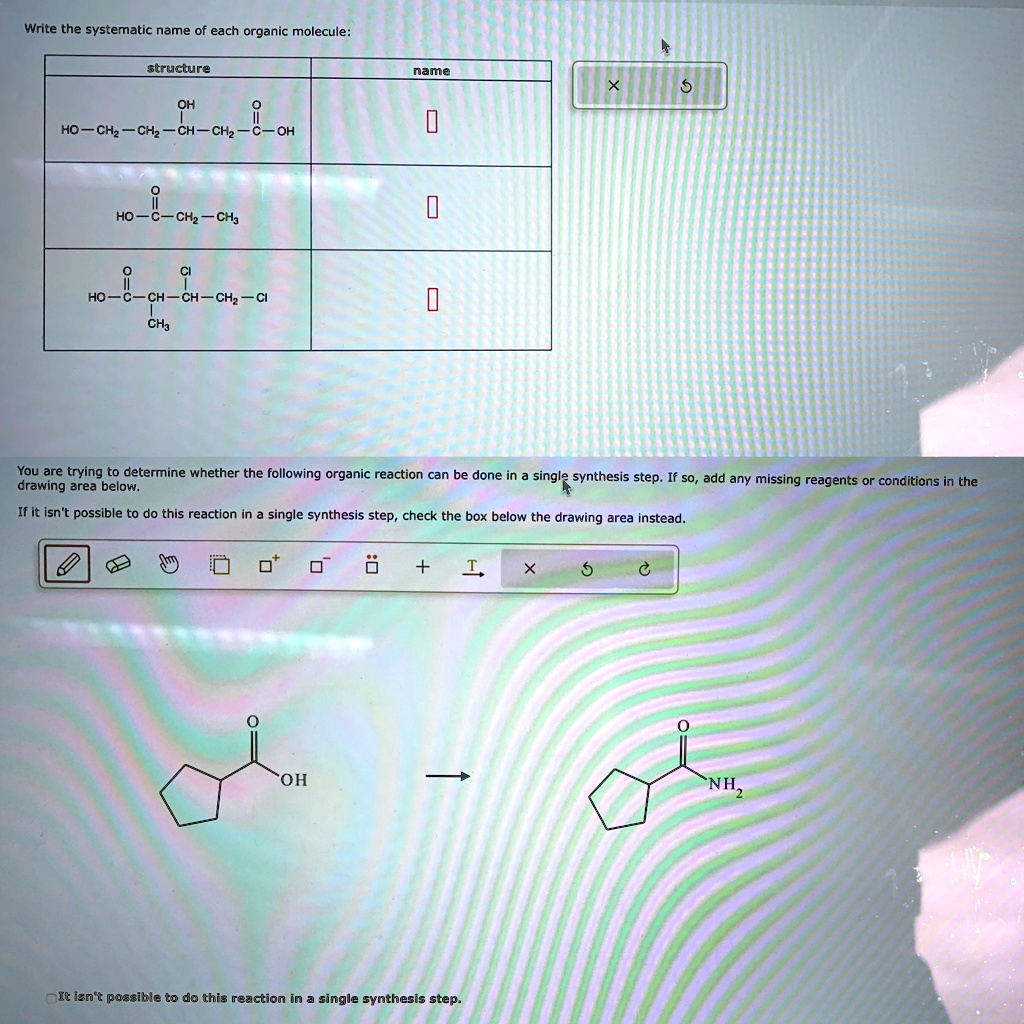 Write the systematic name of each organic molecule: structure OH HO-CH2 ...